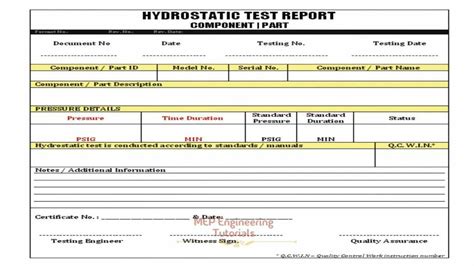 Work Method Statement For Hydrostatic Pressure Testing In Chilled Water