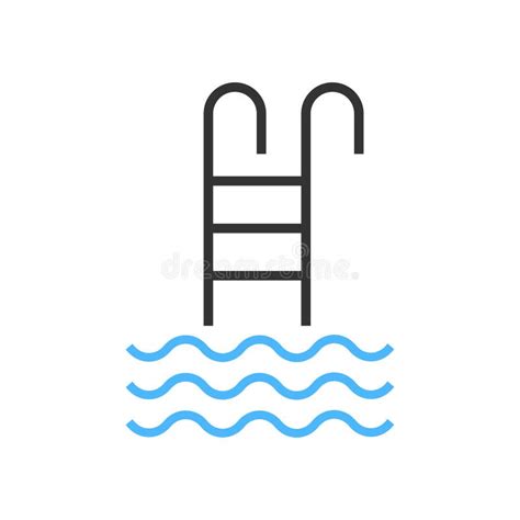 Swimming Pool Icon Artificial Reservoir Symbol Sign Stairs And Water Vector Stock Vector