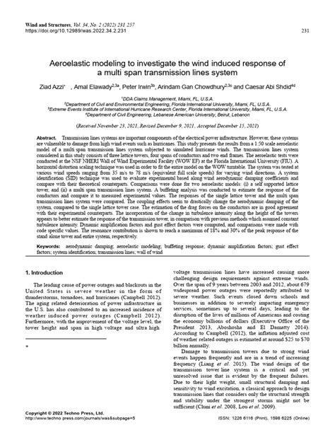 Aeroelastic Modeling To Investigate The Wind Induced Response Of A