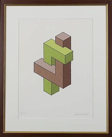OSCAR REUTERSVÄRD Impossible figure color lithograph signed and