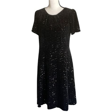 Talbots Dresses Talbots Rsvp Black Velvet Sequins Cocktail Holiday