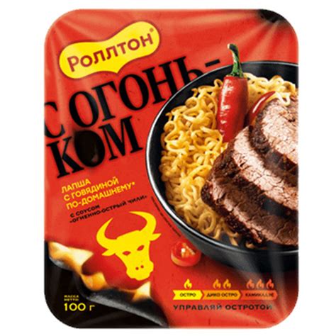 Лапша Роллтон со вкусом говядины по-домашнему с соусом чили 100 гр ...