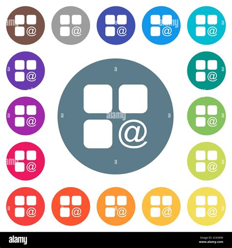 component sending email flat white icons on round color backgrounds 17
