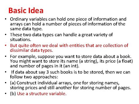 Structure Basic Idea Ordinary Variables Can Hold One