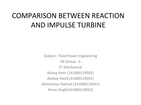 Reaction And Impulse Turbine Comparison PPT