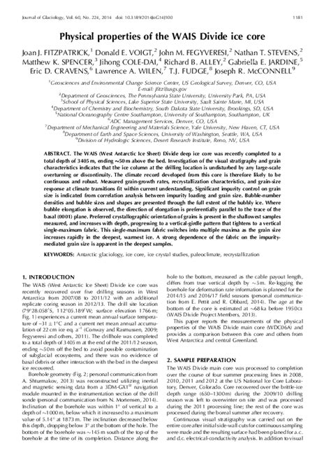 Pdf Physical Properties Of The Wais Divide Ice Core