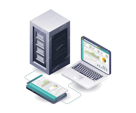 Premium Vector Data Analysis Of Server Systems Isometric Illustration