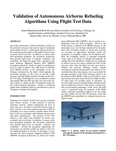 Pdf Validation Of Autonomous Airborne Refueling Algorithms Using