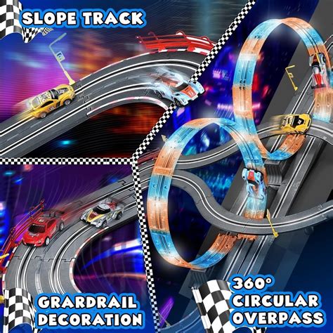 Slot Car Race Track Sets With 4 Slot Cars 2 In 1 Electric Race Cars