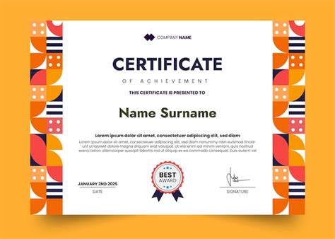 빈티지 및 모자이크 인증서 디자인 서식 파일 프리미엄 Psd 파일