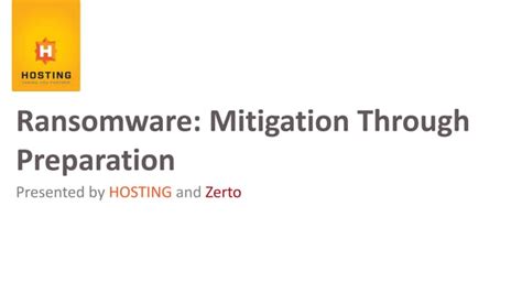 Ransomware Mitigation Through Preparation Pptx