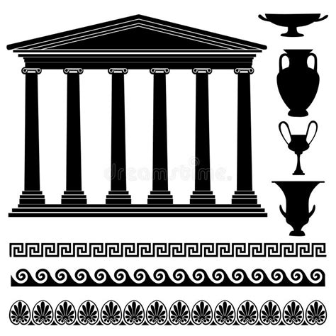Temple Noir Grec De Silhouette Illustration De Vecteur Illustration