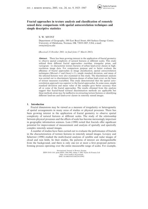 Pdf Fractal Approaches In Texture Analysis And Classification Of