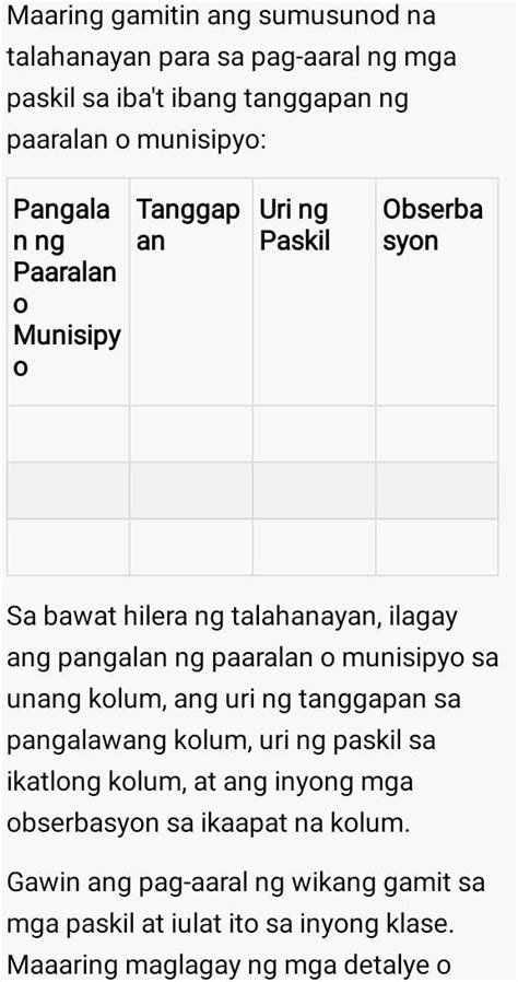 PAGPAPALAWAK Panuto Pansinin Ang Mga Paskil Sa Iba T Ibang Tanggapan