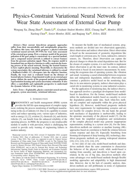 Physics Constraint Variational Neural Network For Wear State Assessment Of External Gear Pump Pdf