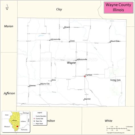 Wayne County Map Illinois Where Is Located Cities Population