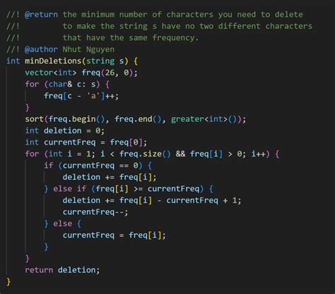 Nhut Nguyen Phd On Linkedin C Solution To Leetcode 1647 Minimum Deletions To Make