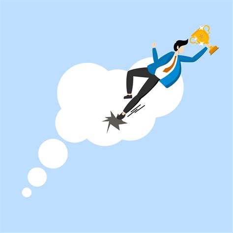 Concept Turning Dreams Into Reality Businessman With Success Trophy
