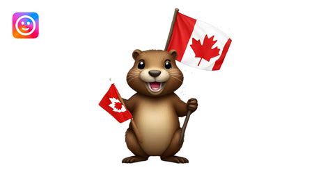 A Beaver Holding Canadian Flag Emoji Ai Emoji Generator