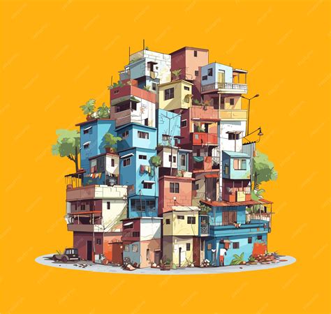 Ilustração Vetorial Colorida De Uma área De Favela De Mumbai As Favelas