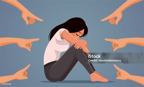 사회가 피해자 개념 벡터 일러스트레이션을 잘못 비난하다 인신 매매에 대한 스톡 벡터 아트 및 기타 이미지 인신 매매 벡터