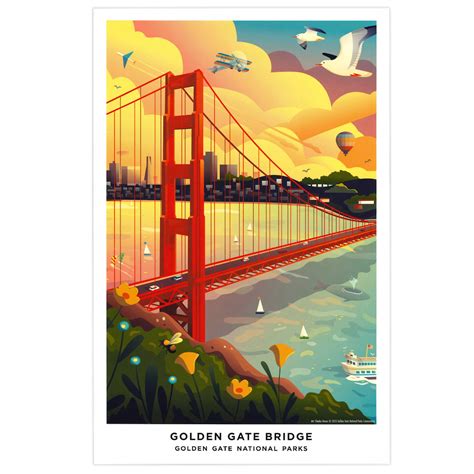 Golden Gate Bridge Artwork 1952 Print Of The Golden Gate Bridge By