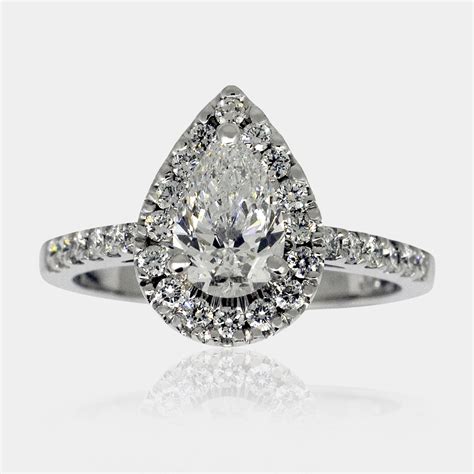 Ash Pear Cut Diamond Engagement Ring With Diamond Halo Dds