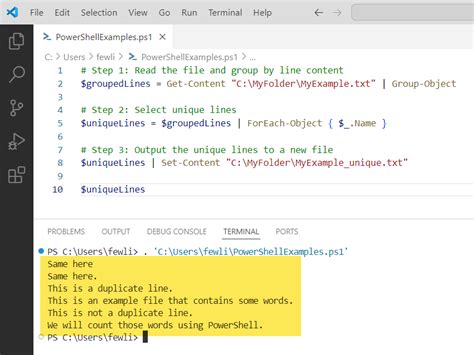 How To Get Unique Lines From A File Using Powershell