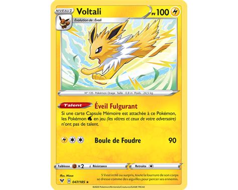 Voltali Pv Carte Rare Reverse Épée et Bouclier