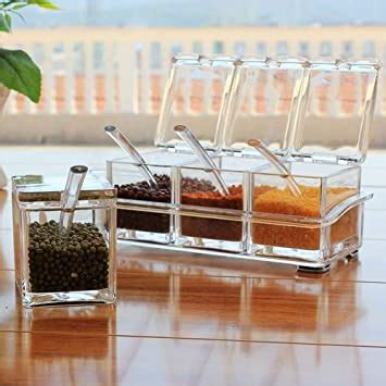 Porta Condimentos e Temperos Acrílico Crystal 4 Potes Utimix Importadora