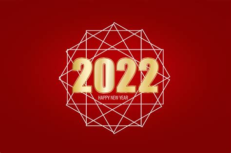 새해 복 많은 2022 빨간색 배경의 황금 번호 구 기하학적 프레임 새해 디자인을 위한 템플릿입니다 벡터 일러스트레이션 12월에