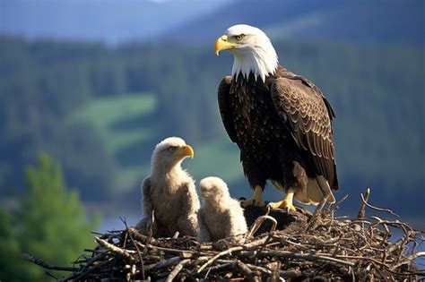 Premium Photo Bald Eagle With A Field Of Daisies In The Foreground