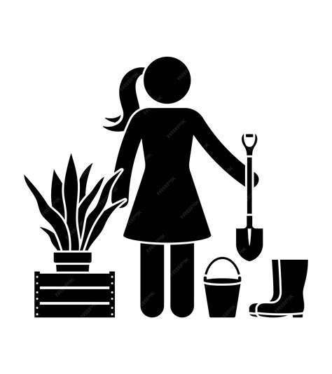 Premium Vector Farmer Girl With Shovel And Plant Vector Illustration
