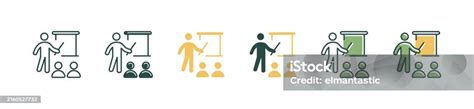 작업장 훈련 아이콘 코칭 인적 자원 개발 표지판 벡터 세미나 기술 교육 상징 일러스트 레이 션 강사에 대한 스톡 벡터 아트 및 기타 이미지 Istock