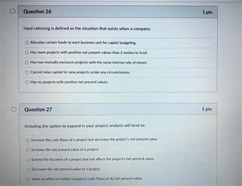 solved question 26 1 pts hard rationing is defined as the