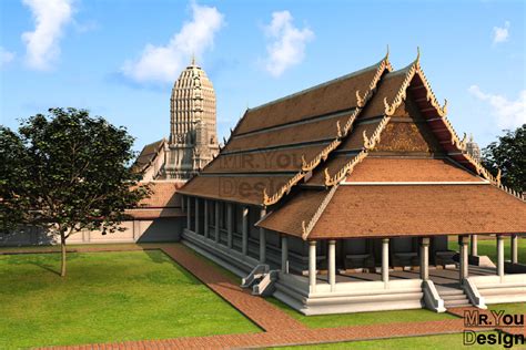 จำลองภาพกราฟิก 3มิติ วัดพระรามและวิหารวัดเชิงท่า โบราณสถานใน จ