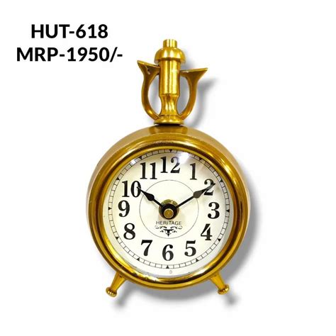 Hut 618 Antique Brass Table Clock Shape Round At Rs 1350piece In