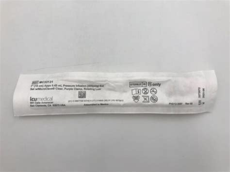 Icu Medical Mc33131 Pressure Infusion 400psig Ext Set W Microclave