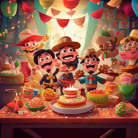 Premium AI Image Cartoon Cinco De Mayo Celebration