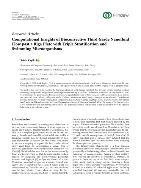 Pdf Computational Insights Of Bioconvective Third Grade Nanofluid Flow Past A Riga Plate With