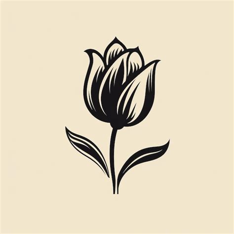 Premium AI Image Minimalistic Black And White Tulip Tattoo Logo