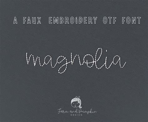 Magnolia Embroidery OTF Font Digital Download Perfect For Etsy