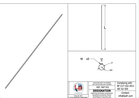 Mât d élévation de paratonnerre en acier galvanisé 3ème élément