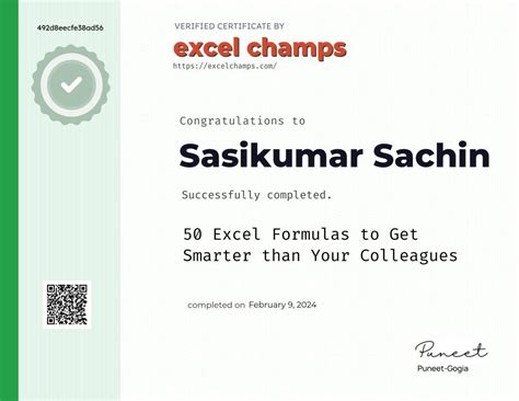 course completion certificate p sasikumar
