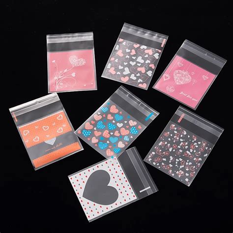 100pcs 하트 클리어 캔디 가방 투명 가방 쿠키 Opp 파우치 웨딩 생일 데코 Diy 선물 쥬얼리 포장 용품 액세서리 포장 및 디스플레이
