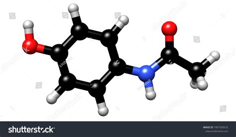 Acetaminophen Paracetamol Chemical Structure Balls Sticks 스톡 일러스트