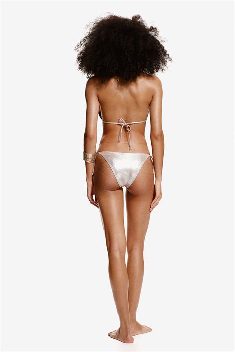 Tie Tanga Bikini Bottoms Beigesilver Coloured Ladies Handm Gb