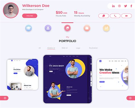 Profile UI Design 3 On Behance