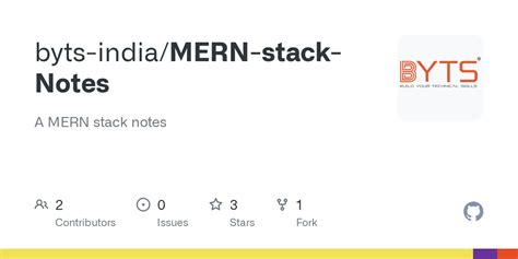 Mern Stack Notes Readme Md At Main · Byts India Mern Stack Notes · Github