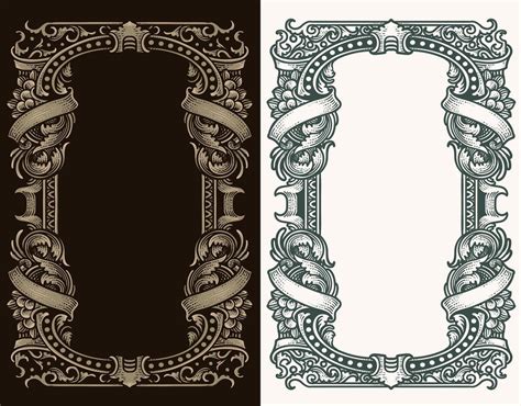 Vintage Baroque Floral Frame Border Victorian Flower Ornament Scroll
